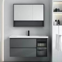 China Modern Wall Hung Design Bathroom Vanity Cabinet with Acrylic Door Panel and Stone Top for sale
