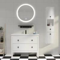 China Wall Hung PVC Bathroom Cabinet Vanity With Vessel Sink Toilet White Rectangle 36 x 22 for sale