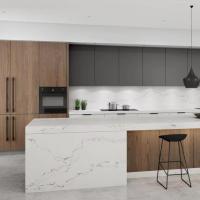 China Customized Veneer Color Dark Pantry Unit Kitchen Cabinets with Inside Accessories for sale