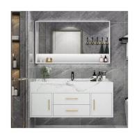 China Contemporary Square Smart Mirror Vanity Combo Bathroom Washbasin Cabinet With Drawers for sale