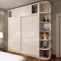 China Villa Sliding Door White Wooden Wardrobe Customized Size for Modern Bedroom Furniture for sale