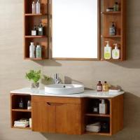 China Modern Round Led Mirror Sliding Solid Wood Cabinet Combo Bathroom Sink with Materials for sale