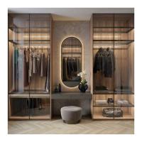 China Modern Design Custom Aluminium Frame Glass Door MDF Walk-in Closet with Center Island for sale
