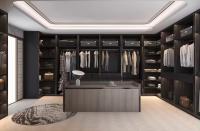 China Modern Design Custom Aluminium Frame Glass Door MDF Walk-in Closet with Center Island for sale