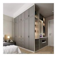 China 2024 Popular Gray Shaker Door Wardrobe Modern Wood Style for Home Cloth Shelf Closets for sale
