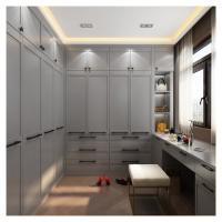 China 2024 Popular Gray Shaker Door Wardrobe Modern Wood Style for Home Cloth Shelf Closets for sale