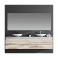 China Modern Bath Waterproof Wooden Wall Mounted Bathroom Vanity Double Sink Cabinets for Apartment for sale