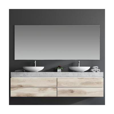 China Modern Bath Waterproof Wooden Wall Mounted Bathroom Vanity Double Sink Cabinets for Apartment for sale