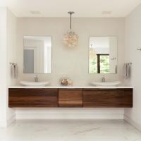 China Modern Bath Waterproof Wooden Wall Mounted Bathroom Vanity Double Sink Cabinets for Apartment for sale