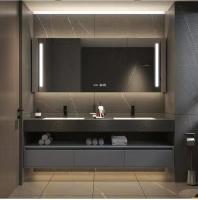 China Modern Bath Waterproof Wooden Wall Mounted Bathroom Vanity Double Sink Cabinets for Apartment for sale