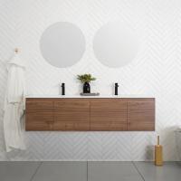 China Modern Bath Waterproof Wooden Wall Mounted Bathroom Vanity Double Sink Cabinets for Apartment for sale