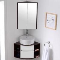 China Chinese Wood Triangle Bathroom Mirror Cabinet for Slim Storage in Wall Mount Vanity for sale