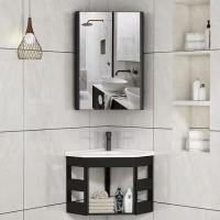 China Chinese Wood Triangle Bathroom Mirror Cabinet for Slim Storage in Wall Mount Vanity for sale