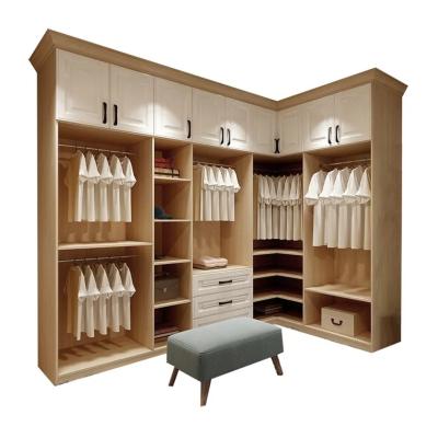 China Wood Style PANEL Big Corner Open Wardrobe Cabinet for Home Villa Hotel Apartment Bedroom for sale