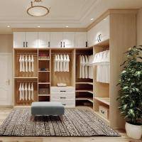 China Wood Style PANEL Big Corner Open Wardrobe Cabinet for Home Villa Hotel Apartment Bedroom for sale