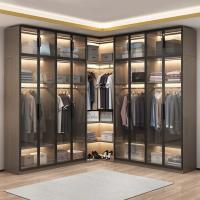 China Wood Style PANEL Big Corner Open Wardrobe Cabinet for Home Villa Hotel Apartment Bedroom for sale
