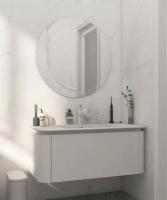 China Directly Sell Modern Furniture White Vanity Pvc Bathroom Cabinet with Washing Basin for sale