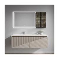 China Acrylic Door Panel Surface Treatment Italian Wood Grain Floating Bathroom Vanity for sale