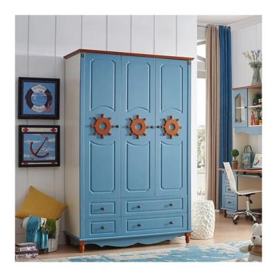 China Bedroom Blue Closet Furniture For Children Wardrobe PANEL Wood Style Mail Packing N for sale