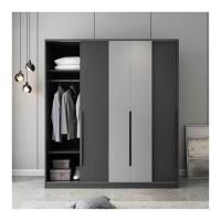 China Minimalist Design Matte Grey Modular Wardrobe with Modern Style and Wood Style Panels for sale