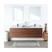 China Simple Wood Grain Bathroom Vanity with Wall Mounted Double Sink and Basin Included for sale