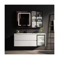 China 38-46 in Width Acrylic 3 Door Bathroom Vanity Set with Mirror and Wall Hanging Cabinet for sale