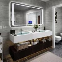 China 38-46 in Width Acrylic 3 Door Bathroom Vanity Set with Mirror and Wall Hanging Cabinet for sale