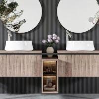 China Acrylic Door Panel Surface Treatment Bathroom Vanity Furniture Made in Italian Style for sale