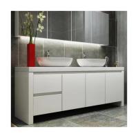 China Double Sink Bathroom Vanity with Acrylic Door Panel Surface Treatment and Countertop for sale