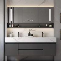 China Double Sink Bathroom Vanity with Acrylic Door Panel Surface Treatment and Countertop for sale