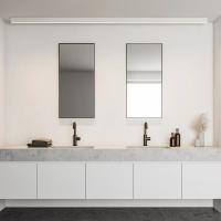 China Double Sink Bathroom Vanity with Acrylic Door Panel Surface Treatment and Countertop for sale
