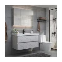 China Handle-Free Design Vanity Combo YALIG Custom Bathroom Wash Basin with Floating Cabinet for sale