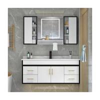China Wall Mounted Wood Bathroom Vanity with Handle-Free Design and Basin Included by YALIG for sale
