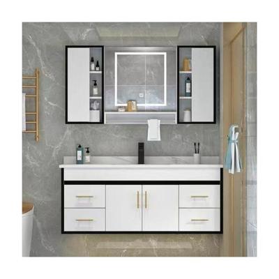 China Wall Mounted Wood Bathroom Vanity with Handle-Free Design and Basin Included by YALIG for sale