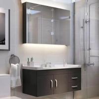 China Wall Mounted Wood Bathroom Vanity with Handle-Free Design and Basin Included by YALIG for sale