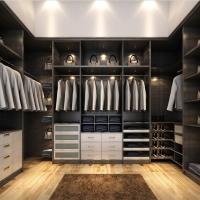 China Contemporary Design Style Luxury Gray U Shaped MDF Walk in Closet Wardrobes NO Folded for sale