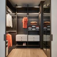 China Contemporary Design Style Luxury Gray U Shaped MDF Walk in Closet Wardrobes NO Folded for sale