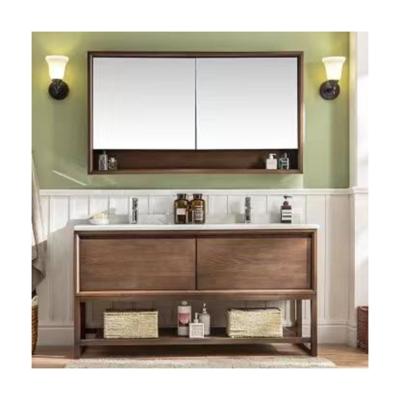 China Upgrade Your Bathroom with YALIG Custom Gold Double Sink Vanity Combo and Wall Mount for sale