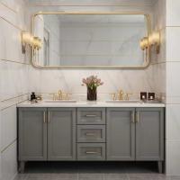 China Upgrade Your Bathroom with YALIG Custom Gold Double Sink Vanity Combo and Wall Mount for sale