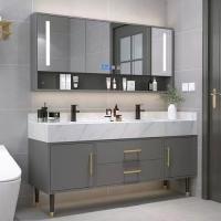 China Upgrade Your Bathroom with YALIG Custom Gold Double Sink Vanity Combo and Wall Mount for sale