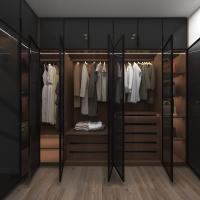 China Customized Natural Wood Grain Big Open Cloth Walk in Closet Wardrobe with Modern Style for sale