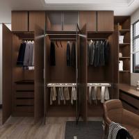 China Customized Natural Wood Grain Big Open Cloth Walk in Closet Wardrobe with Modern Style for sale