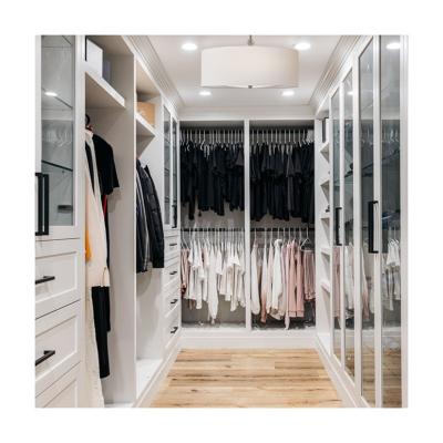 China Modern Customized Luxury French Aluminum Frame White PVC Wooden Walk in Closet Cabinets for sale