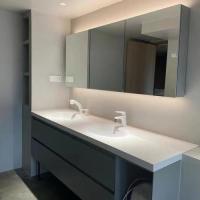 China YALIG Rectangle Black Lacquer Storage Bathroom Mirror Cabinet with Customized Designs for sale