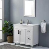 China 38-46 in Width Rectangle YALIG Customized Traditional Elegant White Wooden Bathroom Cabinet for sale
