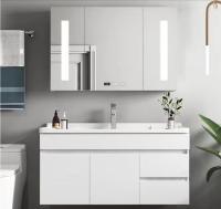 China 38-46 in Width Rectangle YALIG Customized Traditional Elegant White Wooden Bathroom Cabinet for sale