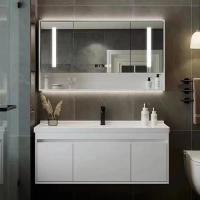 China 38-46 in Width Rectangle YALIG Customized Traditional Elegant White Wooden Bathroom Cabinet for sale