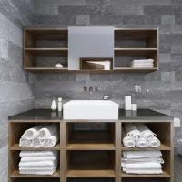 China Design Wooden Bathroom Cabinet Vanity Furniture with Acrylic Door Panel Surface Treatment for sale