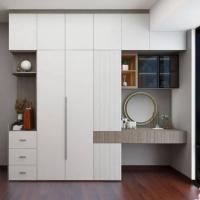 China YALIG Solid Wood Complete Bedroom Wall 3 Door Corner Wardrobe with Mirror Dressing Table for sale