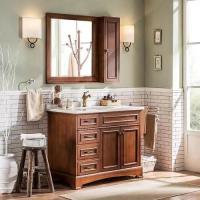 China Solid Wood Cabinet Vanity for Small Toilets Includes Mirror and Countertop from YALIG for sale